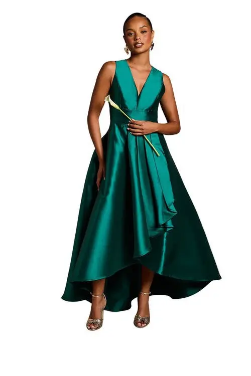 Coast Petite Plunge Waterfall Maxi Dress - Emerald
