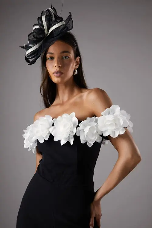 Coast Bardot Wide Leg Jumpsuit With 3d Floral Detailing