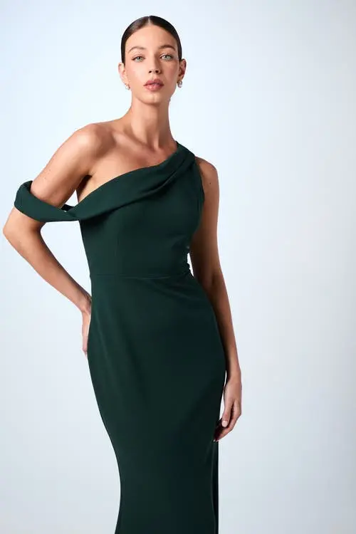 Coast Asymmetrical One-shoulder Scuba Crepe Maxi Dress