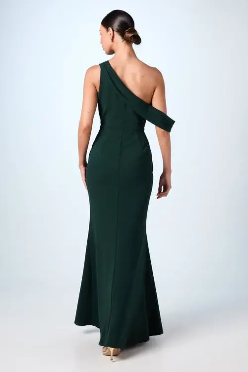 Coast Asymmetrical One-shoulder Scuba Crepe Maxi Dress