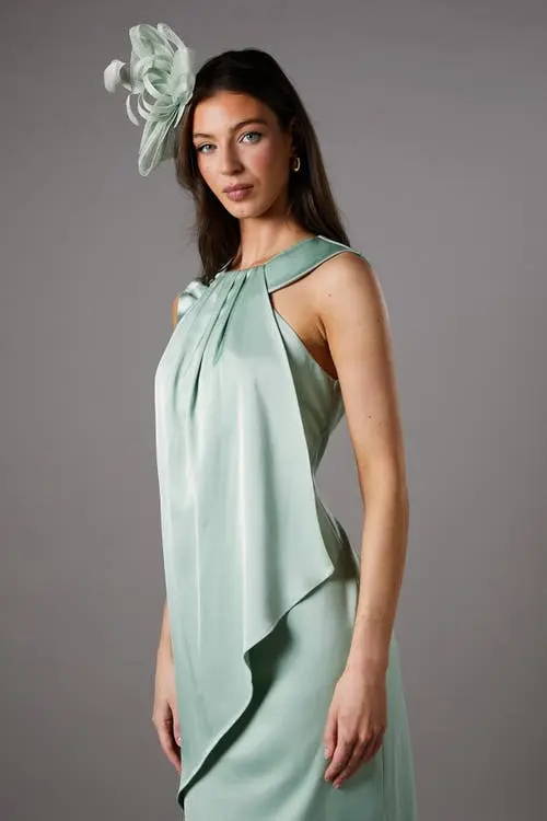 Coast Sleeveless Satin Frill Midi Dress