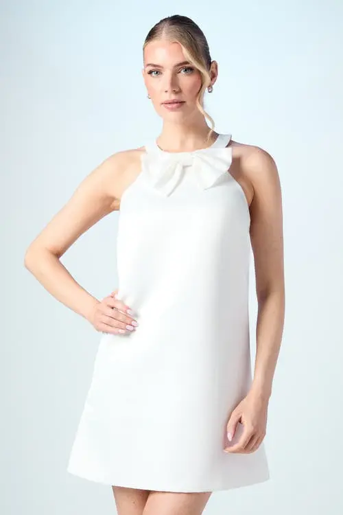 Coast Sequin Bow Bridal Mini Dress - Ivory