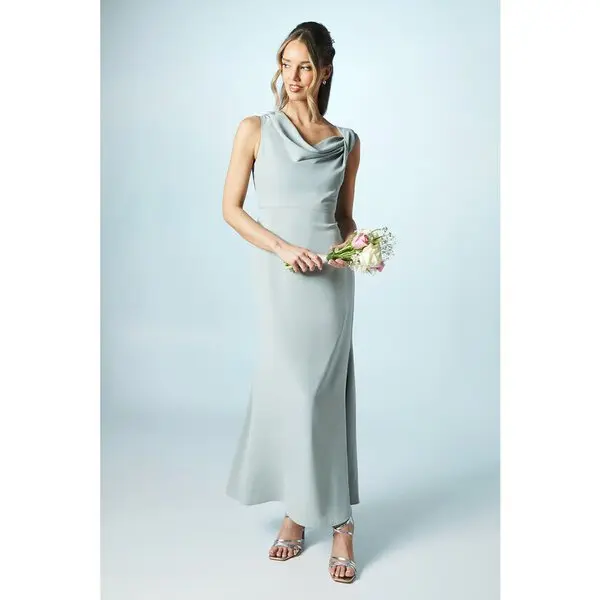 Coast Petite Twist Cowl Neck Bridesmaid Dress - Sage