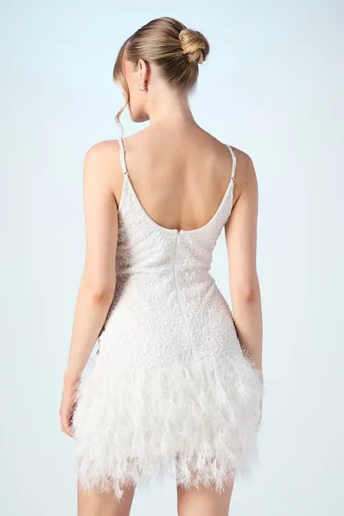 Coast Embellished Feather Bridal Mini Dress