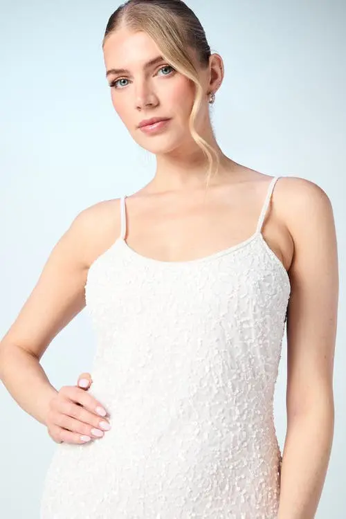 Coast Embellished Feather Bridal Mini Dress