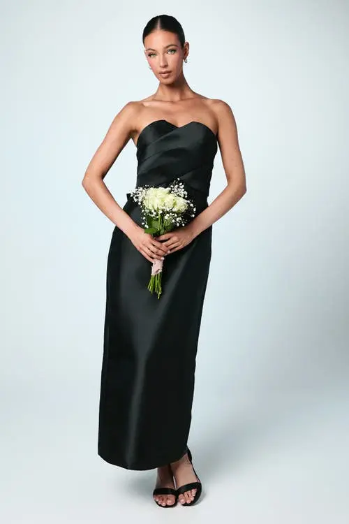 Coast Bandeau Twill Bow Back Bridesmaids Dress - Black