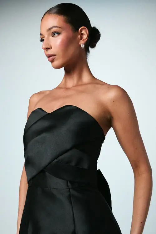 Coast Bandeau Twill Bow Back Bridesmaids Dress - Black