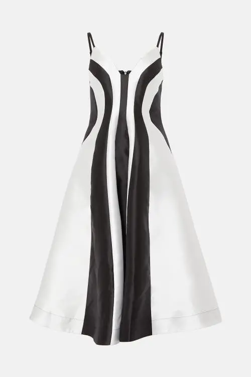 Coast Contrast Panel Sweetheart Neckline A-line Midi Dress