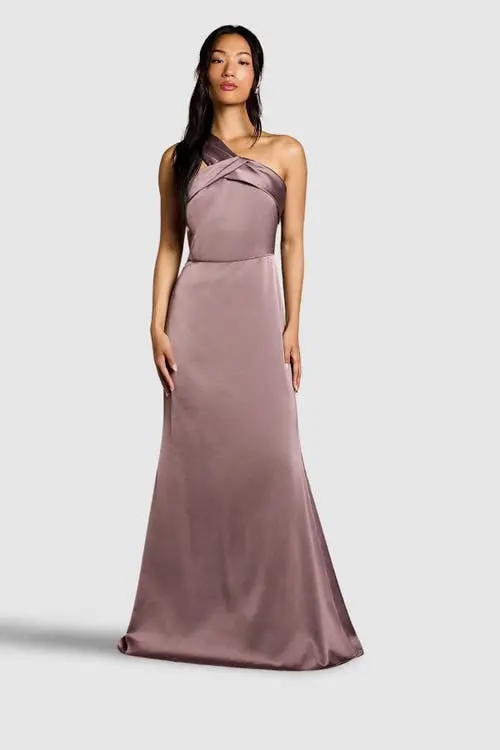 Coast Asymmetric Neck Maxi Gown - Dark Mauve