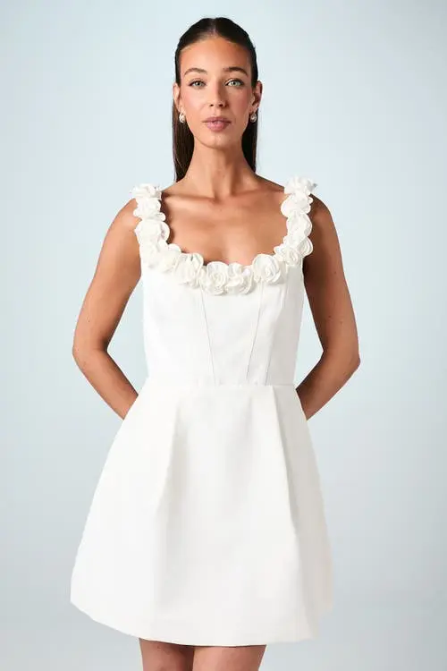 Coast Square Neck 3d Flower Bridal Mini Dress