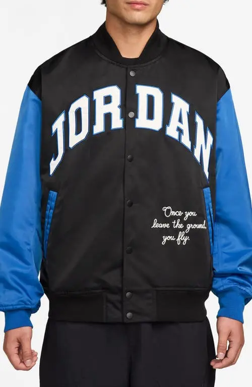 JORDAN Brooklyn Collegiate Varsity Jacket - Black/sport Blue