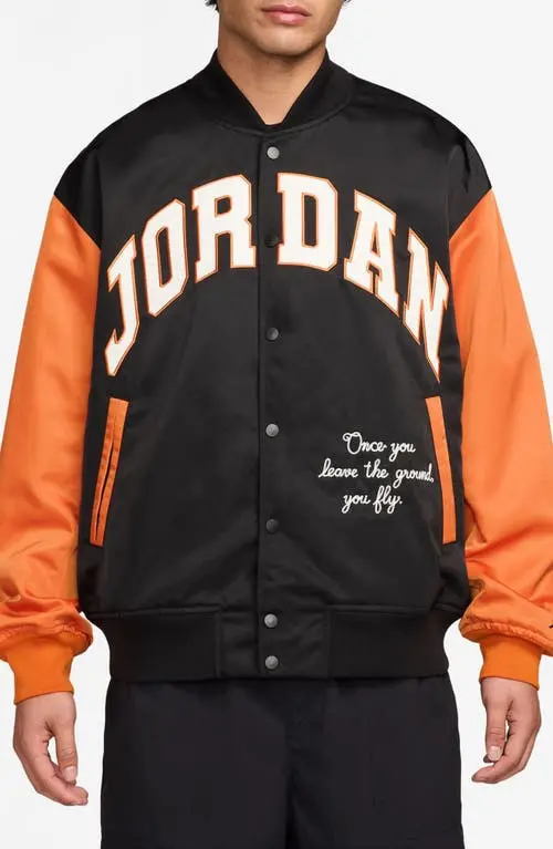 JORDAN Brooklyn Collegiate Varsity Jacket - Black/starfish/black