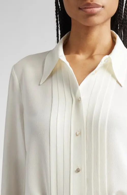 St. John Silk Crepe Georgette Button-up Shirt - Ivory