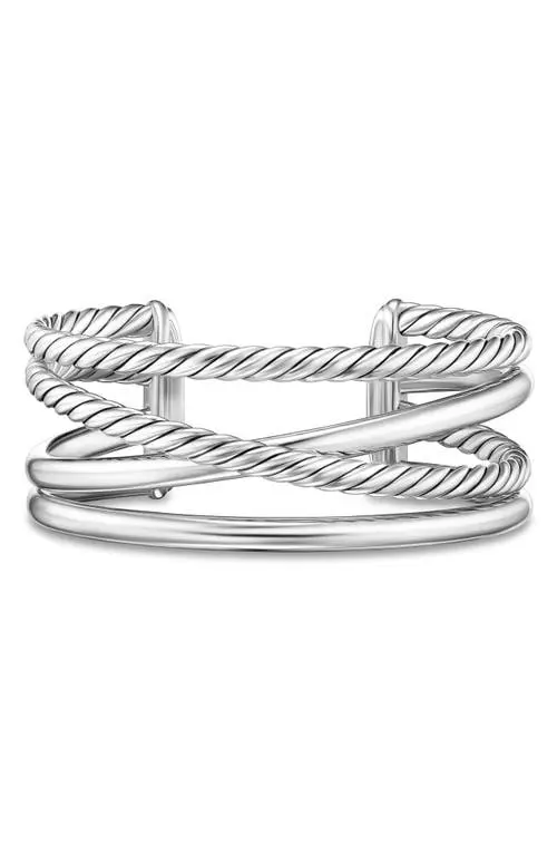 David Yurman Bold Crossover Cuff Bracelet - Silver