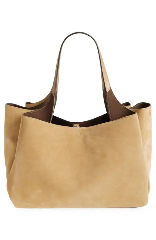 TOD'S Medium Apa Suede Tote - Biscotto/ginger