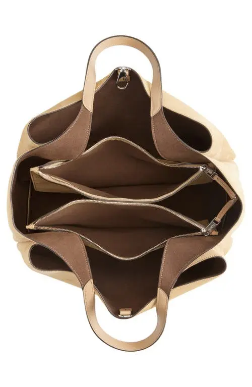 TOD'S Medium Apa Suede Tote - Biscotto/ginger