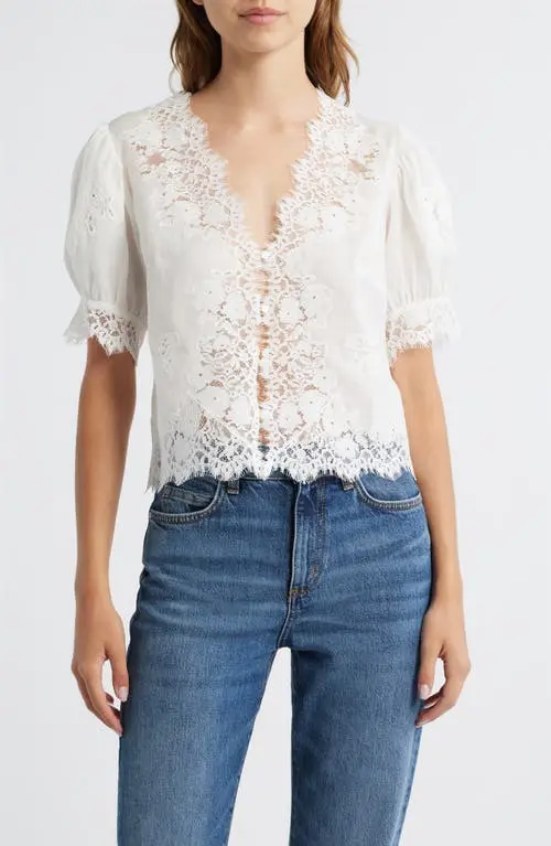 DÔEN Idella Lace-trim Ramie Top - Salt