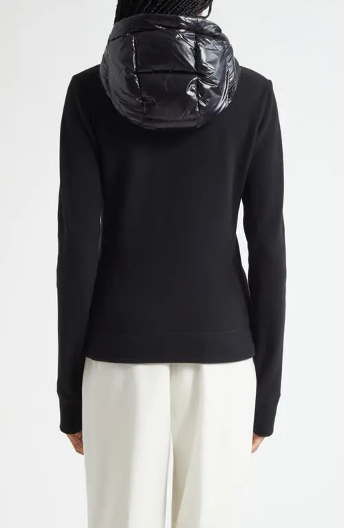Moncler Fleece & Quilted Down Hooded Jacket - Black