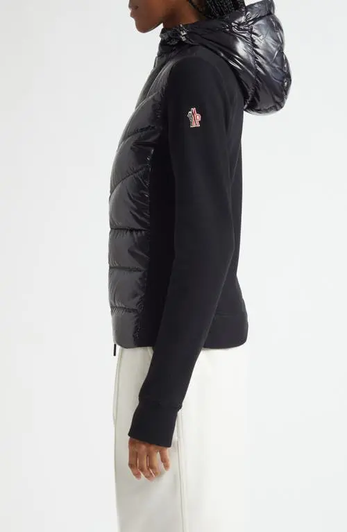 Moncler Fleece & Quilted Down Hooded Jacket - Black