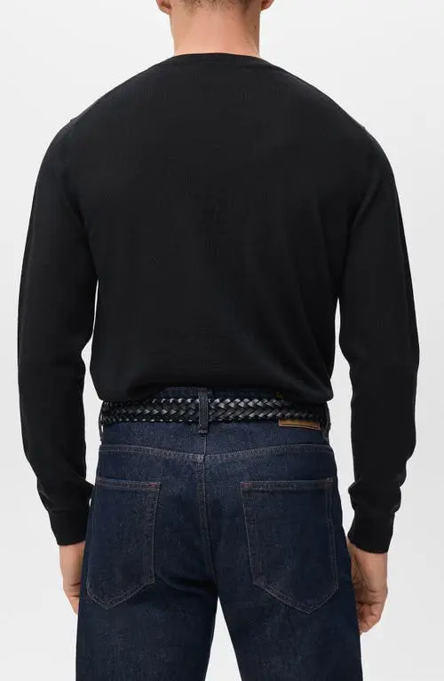 Mango Crewneck Wool Sweater - Black