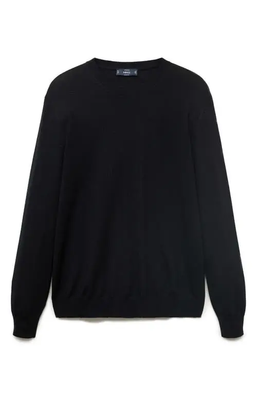 Mango Crewneck Wool Sweater - Black