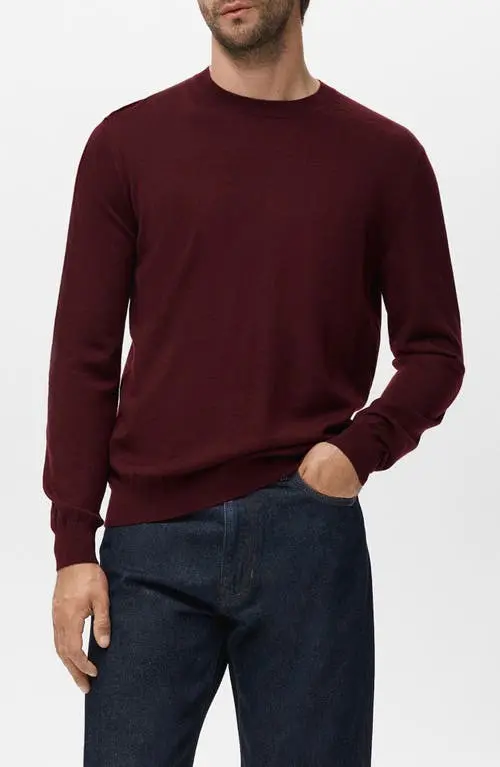 Mango Crewneck Wool Sweater - Wine