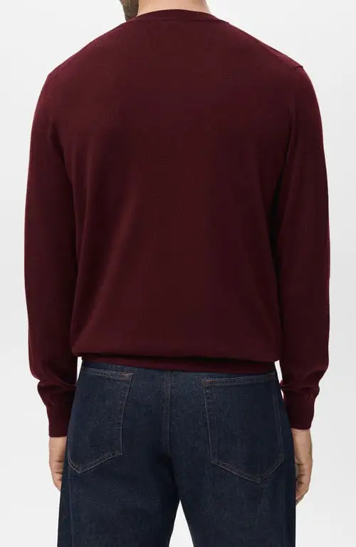 Mango Crewneck Wool Sweater - Wine