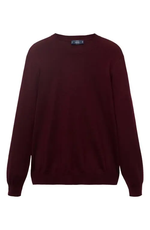 Mango Crewneck Wool Sweater - Wine