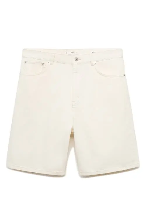 Mango Relaxed Fit Denim Bermuda Shorts - Off White