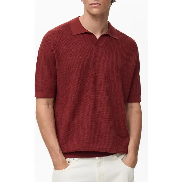 Mango Rib Johnny Collar Polo - Cherry