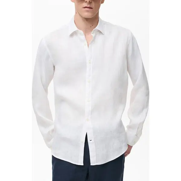 Mango Classic Fit Linen Button-up Shirt - White