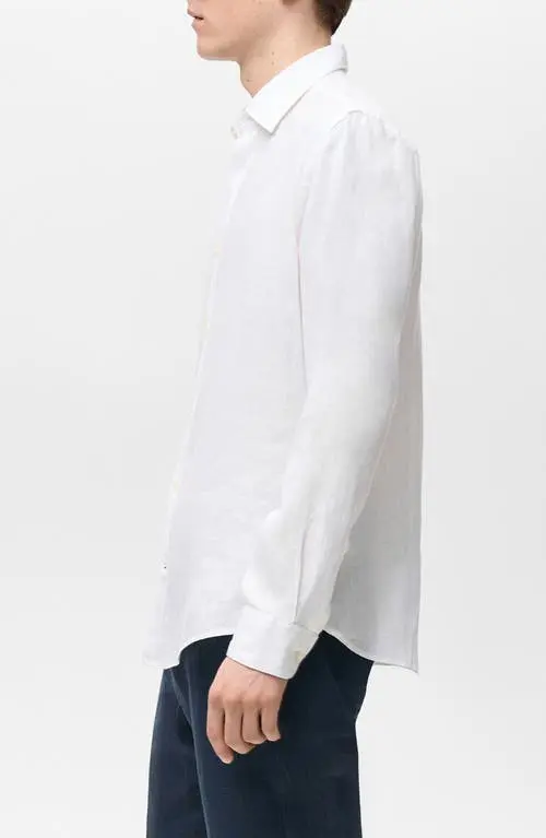 Mango Classic Fit Linen Button-up Shirt - White