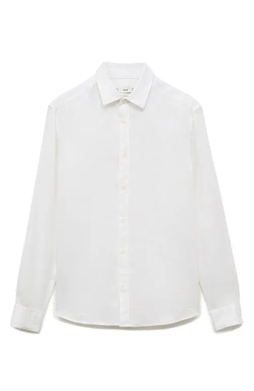 Mango Classic Fit Linen Button-up Shirt - White