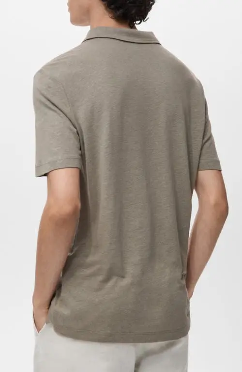 Mango Slim Fit Linen Blend Jersey Polo - Chocolate