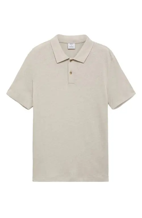 Mango Slim Fit Linen Blend Jersey Polo - Ice Grey