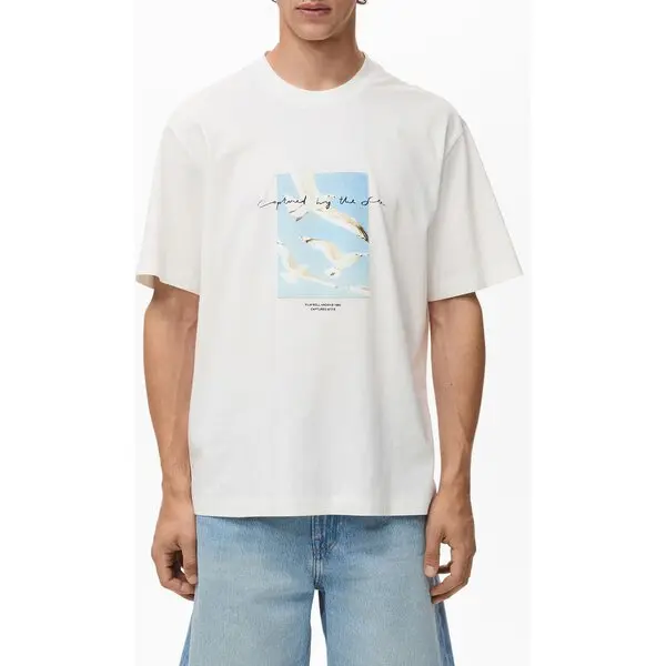 Mango Relaxed Fit Graphic T-shirt - Off White