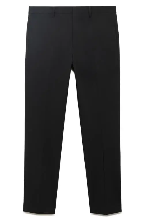 Mango Slim Fit Flat Front Trousers - Black