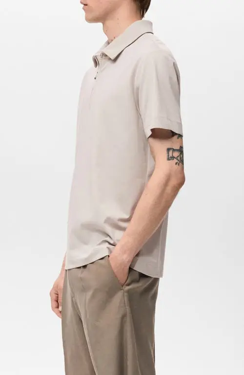 Mango Zip Cotton Blend Polo - Sand