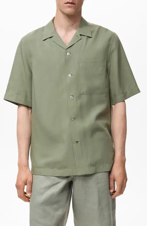 Mango Regular Fit Short Sleeve Tencel™ Lyocell Button-up Shirt - Mint Green