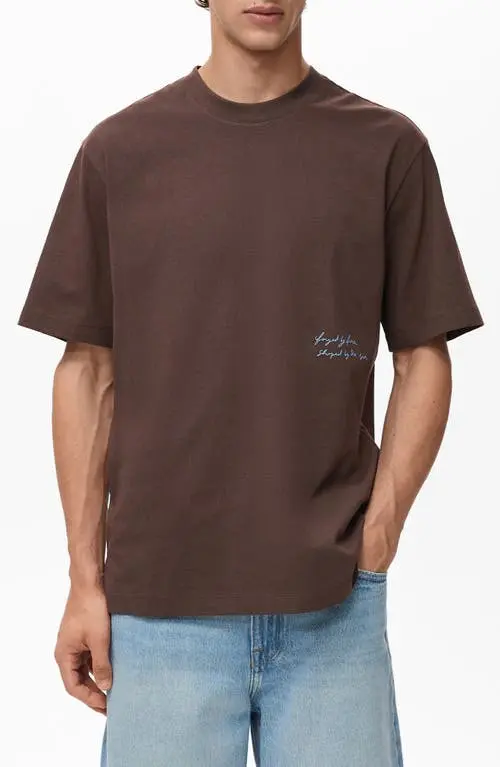 Mango Relaxed Fit Graphic T-shirt - Brown