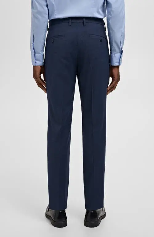 Mango Slim Fit Flat Front Tapered Trousers - Ink Blue