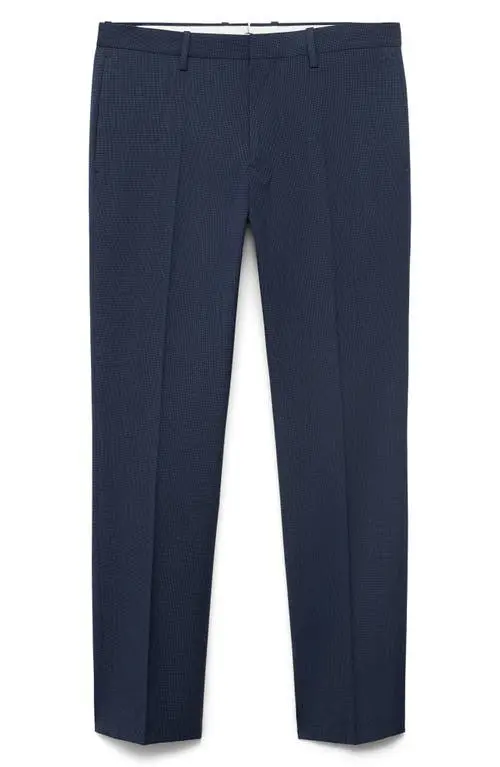 Mango Slim Fit Flat Front Tapered Trousers - Ink Blue