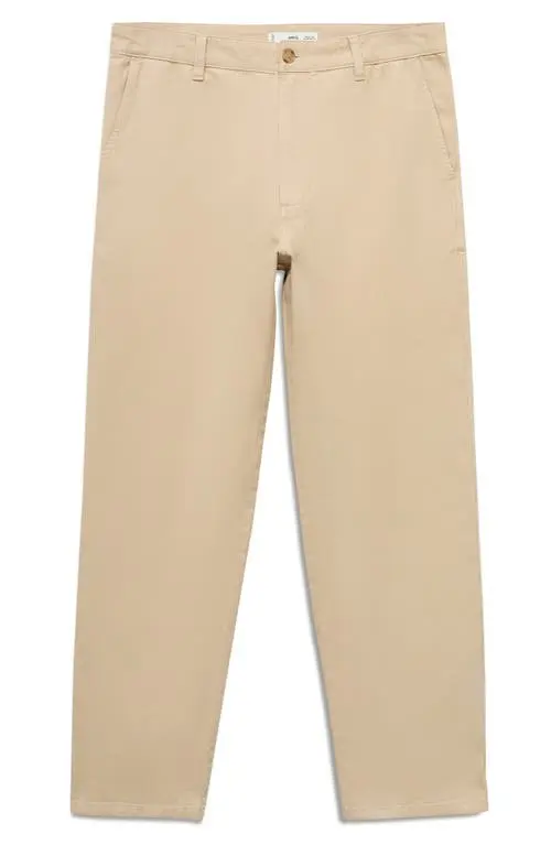 Mango Cotton & Linen Straight Leg Jeans - Beige