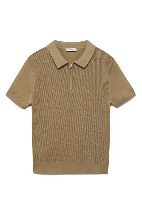 Mango Openwork Zip Polo
