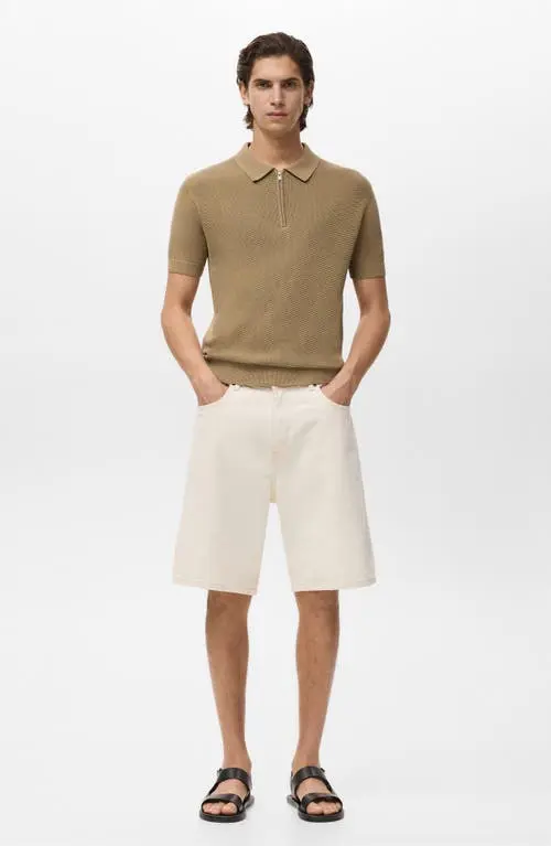 Mango Openwork Zip Polo
