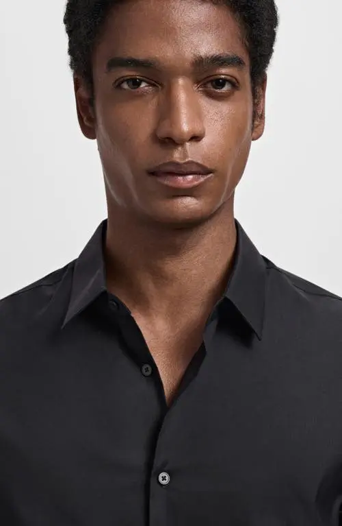 Mango Slim Fit Cotton Button-up Shirt - Black