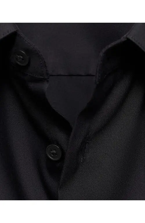 Mango Slim Fit Cotton Button-up Shirt - Black