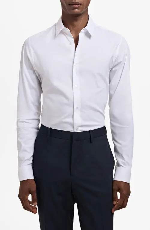 Mango Slim Fit Cotton Button-up Shirt - White
