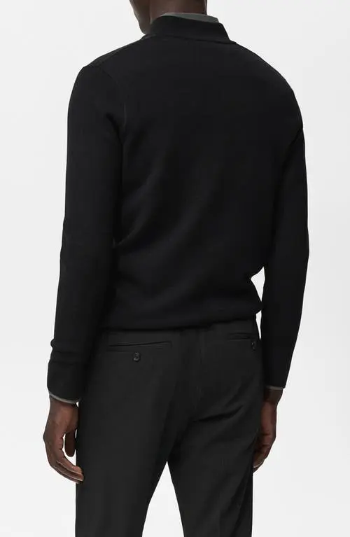 Mango Quarter Zip Sweater - Black