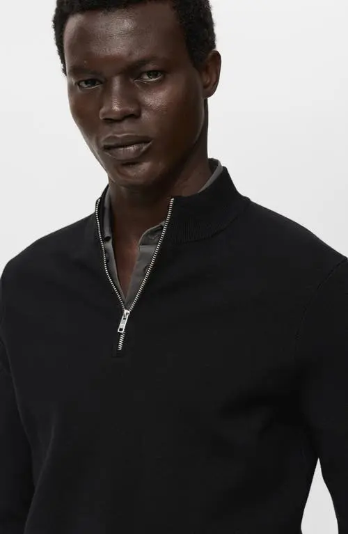 Mango Quarter Zip Sweater - Black